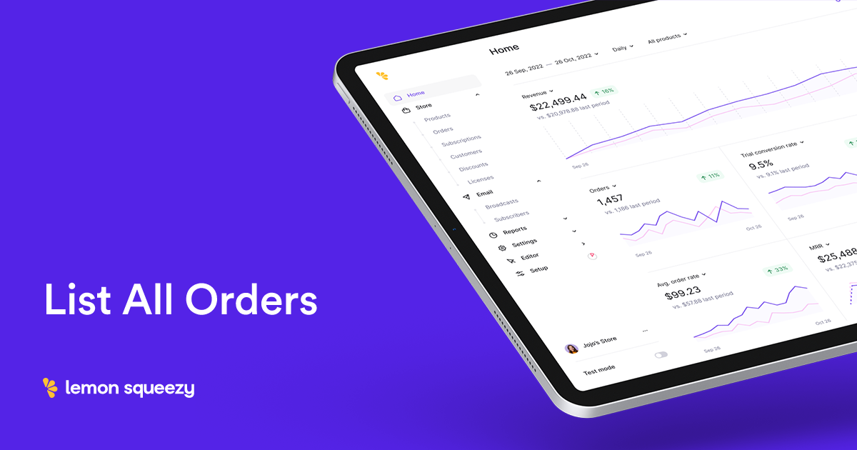 API Docs: List All Orders • Lemon Squeezy