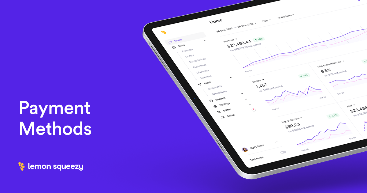 Docs: Payment Methods • Lemon Squeezy