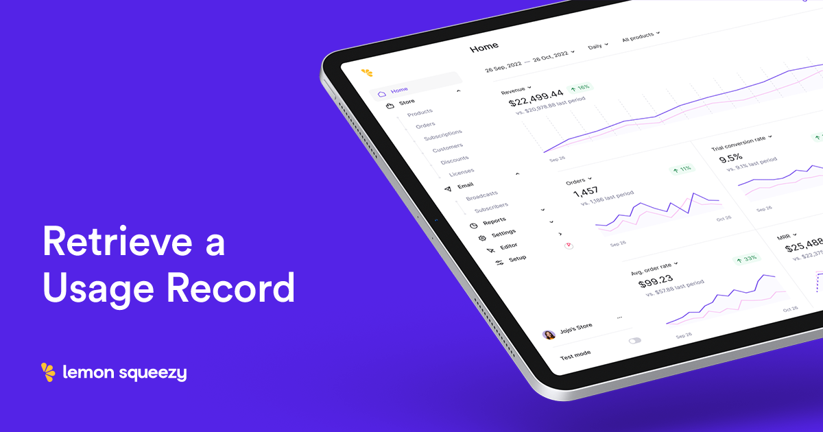 API Docs: Retrieve a Usage Record • Lemon Squeezy